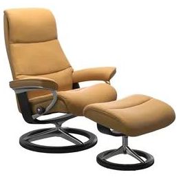 Relaxsessel stressless "View" Sessel Gr. Material Bezug, Cross Base Schwarz, Ausführung / Funktion, Maße B/H/T, gelb (honey) mit Signature Base, Größe S,Gestell Schwarz