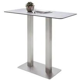 Bartisch MCA furniture "Zarina", grau (hellgrau, edelstahl, hellgrau), B:120cm H:105cm T:60cm, Tische, Bartisch mit Glaskeramik Tischplatte mit Edelstahl Gestell