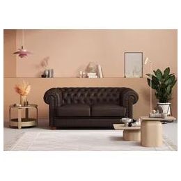 Chesterfield-Sofa Max Winzer "Kent 2-Sitzer, edel und bequem, hochwertige Detailverarbeitung" Sofas Gr. B/H/T: 173cm x 75cm x 101cm, Kunstleder 20701, braun mit aufwendiger Knopfheftung, komfortable Armlehne, Breite 175 cm