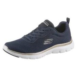 Sneaker Skechers "FLEX APPEAL 4.0 BRILLINAT VIEW" Gr. 41, goldfarben (navy-goldfarben) Damen Schuhe mit Air Cooled Memory Foam, Freizeitschuh, Halbschuh, Schnürschuh