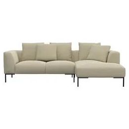 Ecksofa FLEXLUX "Sava" Sofas Gr. B/H/T: 294cm x 94cm x 166cm, Chenille, Chaiselongue rechts, beige (sandy beige) Taschenferderkern-Sitz mit Kaltschaum, lose Rücken- & Dekokissen