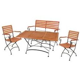 Garten-Essgruppe Garden Pleasure "WIEN" Sitzmöbel-Sets Gr. B/H/T: 290cm x 89cm x 150cm, klappbar-ausziehbar, braun (braun/schwarz + schwarz) mit praktischer Klappfunktion