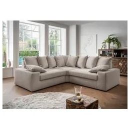 Ecksofa Inosign "Sassari L-Form" Sofas Gr. B/H/T: 236cm x 76cm x 236cm, Cord, Polsterecke 2-Sitzer-Trapezecke-2-Sitzer, beige