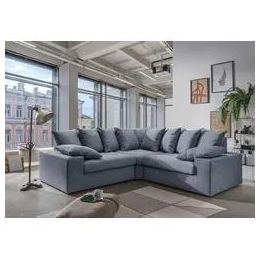 Ecksofa Inosign "Sassari L-Form" Sofas Gr. B/H/T: 236cm x 76cm x 236cm, Struktur, Polsterecke 2-Sitzer-Trapezecke-2-Sitzer, blau (hellblau)