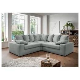 Ecksofa Inosign "Sassari L-Form" Sofas Gr. B/H/T: 236cm x 76cm x 236cm, Cord, Polsterecke 2-Sitzer-Trapezecke-2-Sitzer, blau (aqua)