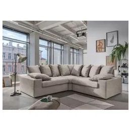 Ecksofa Inosign "Sassari L-Form" Sofas Gr. B/H/T: 236cm x 76cm x 236cm, Microfaser, Polsterecke 2-Sitzer-Trapezecke-2-Sitzer, grau (taupe)