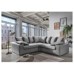 Ecksofa Inosign "Sassari L-Form" Sofas Gr. B/H/T: 236cm x 76cm x 236cm, Struktur, Polsterecke 2-Sitzer-Trapezecke-2-Sitzer, silberfarben (silber)