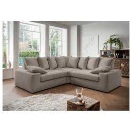 Ecksofa Inosign "Sassari L-Form" Sofas Gr. B/H/T: 236cm x 76cm x 236cm, Cord, Polsterecke 2-Sitzer-Trapezecke-2-Sitzer, grau (grau, braun)