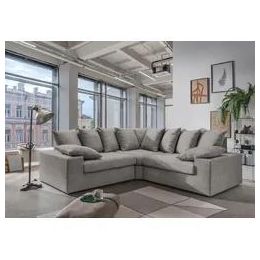 Ecksofa Inosign "Sassari L-Form" Sofas Gr. B/H/T: 236 cm x 76 cm x 236 cm, Microfaser, Polsterecke 2-Sitzer-Trapezecke-2-Sitzer, grau (hellgrau)