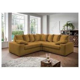 Ecksofa Inosign "Sassari L-Form" Sofas Gr. B/H/T: 236cm x 76cm x 236cm, Cord, Polsterecke 2-Sitzer-Trapezecke-2-Sitzer, goldfarben (gold)