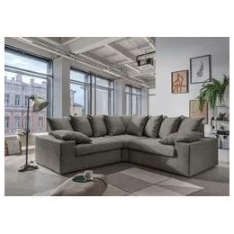 Ecksofa Inosign "Sassari L-Form" Sofas Gr. B/H/T: 236cm x 76cm x 236cm, Struktur, Polsterecke 2-Sitzer-Trapezecke-2-Sitzer, grau (grau, braun)