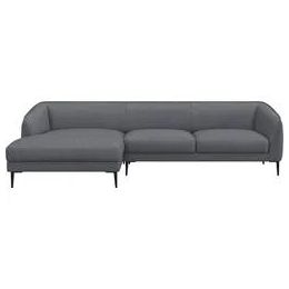 Ecksofa FLEXLUX "Belle Designsofa, L-Form, B/T 288/149 cm" Sofas Gr. B/H/T: 288cm x 74cm x 149cm, Bouclé, Chaiselongue links, blau (navy blau) Skandinavisches Design, In hochwertiger Verarbeitung