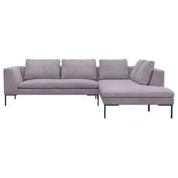 Ecksofa FLEXLUX "Loano, superbequemer Sitzkomfort durch Kaltschaum im Sitz" Sofas Gr. B/H/T: 284cm x 86cm x 230cm, Struktur, lange Ottomane rechts, lila (soft lavender) modernes Sofa, frei im Raum stellbar, lose Kissen