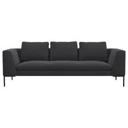 3-Sitzer FLEXLUX "Loano, superbequemer Sitzkomfort durch Kaltschaum im Sitz" Sofas Gr. B/H/T: 238cm x 86cm x 106cm, Lederoptik, schwarz (gorilla black) modernes Sofa, frei im Raum stellbar, lose Kissen