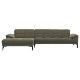 Ecksofa FLEXLUX "Viale L-Form, mit attraktiver Rückensteppung" Sofas Gr. B/H/T: 297cm x 160,5cm x 74cm, Struktur, Chaiselongue links, grün (moos grün) Sitzaufbau mit hochwertigem Kaltschaum für mehr Sitzkomfort