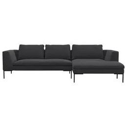 Ecksofa FLEXLUX "Loano" Sofas Gr. B/H/T: 298cm x 86cm x 169cm, Lederoptik, Chaiselongue rechts, schwarz (gorilla black) modernes Sofa, frei im Raum stellbar, lose Kissen, Kaltschaum Sitz