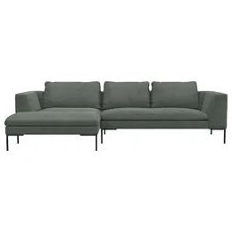 Ecksofa FLEXLUX "Loano" Sofas Gr. B/H/T: 298cm x 86cm x 169cm, Struktur, Chaiselongue links, grün (dusty green) modernes Sofa, frei im Raum stellbar, lose Kissen, Kaltschaum Sitz