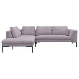 Ecksofa FLEXLUX "Loano, superbequemer Sitzkomfort durch Kaltschaum im Sitz" Sofas Gr. B/H/T: 284cm x 86cm x 230cm, Struktur, lange Ottomane links, lila (soft lavender) modernes Sofa, frei im Raum stellbar, lose Kissen