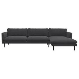 Ecksofa FLEXLUX "Bolzano" Sofas Gr. B/H/T: 294cm x 61cm x 165cm, Lederoptik, Chaiselongue rechts, grau (shark grey) Sitzaufbau mit Kaltschaum & Stahl-Wellen, loose Sitz -& Rückenkissen