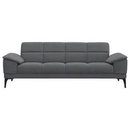 2,5-Sitzer FLEXLUX "Viale, tolle Optik und super bequem" Sofas Gr. B/H/T: 208cm x 99cm x 74cm, Lederoptik, grau (elephant grau) Sitzaufbau hochwertiger Kaltschaum und Stahl-Wellenunterfederung