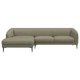 Ecksofa FLEXLUX "Belle Designsofa, L-Form, B/T 288/149 cm" Sofas Gr. B/H/T: 288cm x 74cm x 149cm, Bouclé, Chaiselongue links, grün (fall green) Skandinavisches Design, In hochwertiger Verarbeitung