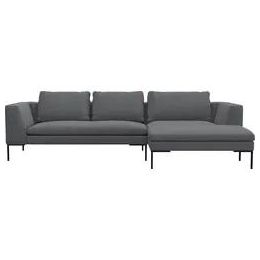 Ecksofa FLEXLUX "Loano" Sofas Gr. B/H/T: 298cm x 86cm x 169cm, Lederoptik, Chaiselongue rechts, grau (elephant grey) modernes Sofa, frei im Raum stellbar, lose Kissen, Kaltschaum Sitz