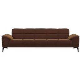 3,5-Sitzer FLEXLUX "Viale, Megasofa, superbequemer Sitzkomfort durch Kaltschaum im Sitz" Sofas Gr. B/H/T: 246cm x 99cm x 74cm, Velvet, braun (cognac) aufwendige Detailverarbeitung, aktuelle Formensprache und Optik