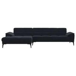 Ecksofa FLEXLUX "Viale L-Form, mit attraktiver Rückensteppung" Sofas Gr. B/H/T: 297cm x 160,5cm x 74cm, Velvet, Chaiselongue links, blau (royal blau) Sitzaufbau mit hochwertigem Kaltschaum für mehr Sitzkomfort