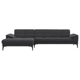 Ecksofa FLEXLUX "Viale L-Form, mit attraktiver Rückensteppung" Sofas Gr. B/H/T: 297cm x 160,5cm x 74cm, Lederoptik, Chaiselongue links, grau (shark grau) Sitzaufbau mit hochwertigem Kaltschaum für mehr Sitzkomfort