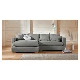 Guido Maria Kretschmer Home & Living Ecksofa GUIDO MARIA KRETSCHMER HOME & LIVING "Pantin, L-Form" Sofas Gr. B/H/T: 266 cm x 80 cm x 153 cm, Struktur, Recamiere links, grau (hellgrau) extra weich und kuschelig, Füllung mit Federn Daunen