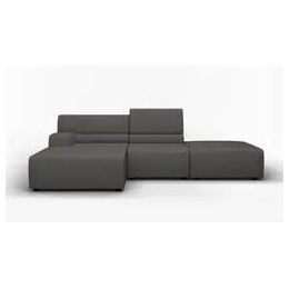 Ecksofa Egoitaliano "Babouche, Designsofa mit außergewöhnlichem Sitzkomfort zum Wohlfühlen" Sofas Gr. B/H/T: 287cm x 80cm x 98cm, Luxus-Microfaser Lederoptik, Recamiere links, grau (smoke)