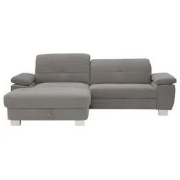 Ecksofa Alina "Becca" Sofas Gr. B/H/T: 268cm x 97cm x 184cm, Struktur TTA, Recamiere links, mit Bettfunktion-mit Bettkasten, grau (grau tta 19) inkl. Kopfteilverstellung, wahlweise mit Bettfunktion und Bettkasten