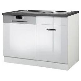 Spülenschrank KOCHSTATION "KS-Trier", weiß (weiß hochglanz, weiß), B:110cm H:85cm T:60cm, MDF, Holzwerkstoff, Schränke, Breite 110 cm, inkl. Möbelfront für Geschirrspüler