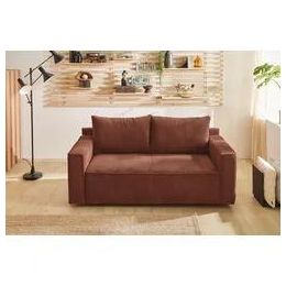 Jockenhöfer Schlafsofa JOCKENHÖFER GRUPPE "Ron" Sofas Gr. B/T: 185cm x 88cm, Cord, rot (rost-rot) Platzsparendes Sofa mit Gästebettfunktion, Federkernpolsterung