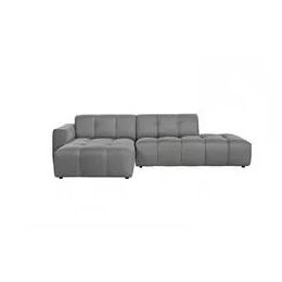 Ecksofa furninova "Chess, Designsofa mit sehr hohem Sitzkomfort, Eyecatcher im Wohnzimmer" Sofas Gr. B/H/T: 293cm x 74cm x 171cm, Recamiere links, weiß (silber) mit attraktiver Steppung, im skandinavischen Design