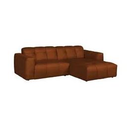 Ecksofa furninova "Chess, Designsofa mit sehr hohem Sitzkomfort, Eyecatcher im Wohnzimmer" Sofas Gr. B/H/T: 250cm x 74cm x 171cm, Recamiere rechts, braun (bronze) mit attraktiver Steppung, im skandinavischen Design