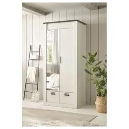 Kleiderschrank Home Affaire "SHERWOOD Wäscheschrank Garderobe mit Spiegel", weiß (pinie weiß dekor), B:93cm H:209cm T:63cm, Schränke, wahlweise mit Kleiderstange oder Einlegeböden nutzbar, Breite 93 cm