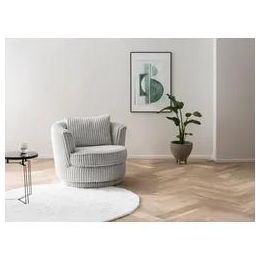 Drehsessel LEONIQUE "MAISIE, Lese-Sessel, Love Seat" Sessel Gr. Cord, B/H/T: 95 cm x 77 cm x 95 cm, grau (hellgrau) trendige Stoffe MEGA CORD und Web-Velours, 360 Grad drehbar