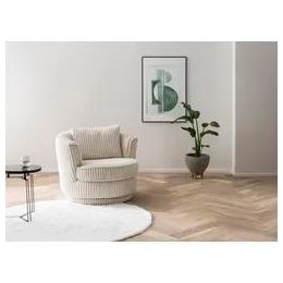 Drehsessel LEONIQUE "MAISIE, Lese-Sessel, Love Seat" Sessel Gr. Cord, B/H/T: 95 cm x 77 cm x 95 cm, beige (hellbeige) trendige Stoffe MEGA CORD und Web-Velours, 360 Grad drehbar