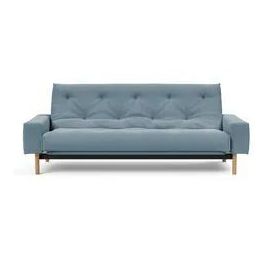 Schlafsofa INNOVATION LIVING TM "MIMER hochwertige Schlaffunktion, aktuelles Design und extra Komfort" Sofas Gr. T: 100 cm, Struktur fein Soft, blau (indigo, 558 soft) Taschenfederkernmatratze, Breite Liegefläche 140 cm