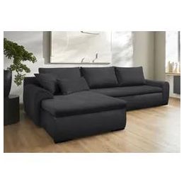 Ecksofa Home Affaire "Win L-Form" Sofas Gr. B/H/T: 285cm x 85cm x 176cm, Cord-Samtvelours, Recamiere beidseitig montierbar, Mit Bettfunktion und Bettkasten, schwarz (anthrazit, schwarz) wahlweise mit Bettfunktion und Bettkasten Bestseller