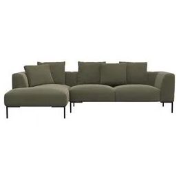 Ecksofa FLEXLUX "Sava Designsofa, bequem und komfortabel, L-Form" Sofas Gr. B/H/T: 329cm x 94cm x 166cm, Struktur, Recamiere links, grün (moss grün) Taschenferderkern-Sitz mit Kaltschaum, lose Rücken- & Dekokissen