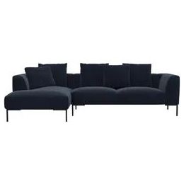 Ecksofa FLEXLUX "Sava Designsofa, bequem und komfortabel, L-Form" Sofas Gr. B/H/T: 329cm x 94cm x 166cm, Velvet, Recamiere links, blau (royal blau) Taschenferderkern-Sitz mit Kaltschaum, lose Rücken- & Dekokissen