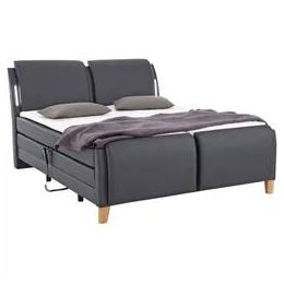 Boxspringbett Home Affaire "Messina2" Komplettbetten Gr. Liegefläche B/L: 160 cm x 200 cm, H3, Bonnell-Federkernmatratze-7-Zonen-Taschen-Federkernmatratze, grau (fango) Boxspringbett Liegekomfort elektrisch Verstellbar