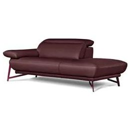 Ottomane Egoitaliano "Anais, Designsofa mit hohem Sitzkomfort, Designfuß" Sofas Gr. B/H/T: 179cm x 74cm x 106cm, Leder BACIO, Ottomane rechts, Armlehne links, rot (burgundy) Solitärmöbel als Blickfang, inkl. verstellbarer Kopfstützen