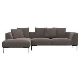 Ecksofa FLEXLUX "Sava Designsofa, bequem und komfortabel, L-Form" Sofas Gr. B/H/T: 329cm x 94cm x 166cm, Struktur, Recamiere links, braun (taupe brown) Taschenferderkern-Sitz mit Kaltschaum, lose Rücken- & Dekokissen