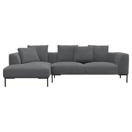 Ecksofa FLEXLUX "Sava Designsofa, bequem und komfortabel, L-Form" Sofas Gr. B/H/T: 329cm x 94cm x 166cm, Lederoptik, Recamiere links, grau (elephant grey) Taschenferderkern-Sitz mit Kaltschaum, lose Rücken- & Dekokissen