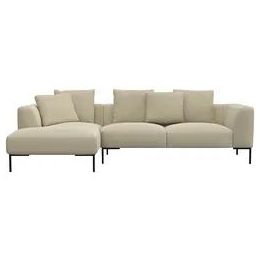 Ecksofa FLEXLUX "Sava Designsofa, bequem und komfortabel, L-Form" Sofas Gr. B/H/T: 329cm x 94cm x 166cm, Chenille, Recamiere links, beige (sandy beige) Taschenferderkern-Sitz mit Kaltschaum, lose Rücken- & Dekokissen