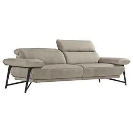 2,5-Sitzer Egoitaliano "Anais, Designsofa mit hohem Sitzkomfort, Designfuß" Sofas Gr. B/H/T: 232cm x 74cm x 106cm, Luxus-Microfaser Lederoptik, grau (opal grau) inkl. verstellbarer Kopfteile