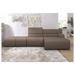 Ecksofa Egoitaliano "Babouche, Designsofa mit außergewöhnlichem Sitzkomfort zum Wohlfühlen", braun (mud), B:384cm H:80cm T:98cm, Luxus-Micofaser Lederoptik (100% Polyester) ist ein neues technisches Gewebe mit einem visuellen und taktilen Aspekt, der dem Nubuk sehr nahe kommt, mit innovativen Eigenschaften. Seine außerordentliche Weichheit kommt von einem exklusiven Produktionsprozess, der Unreinh